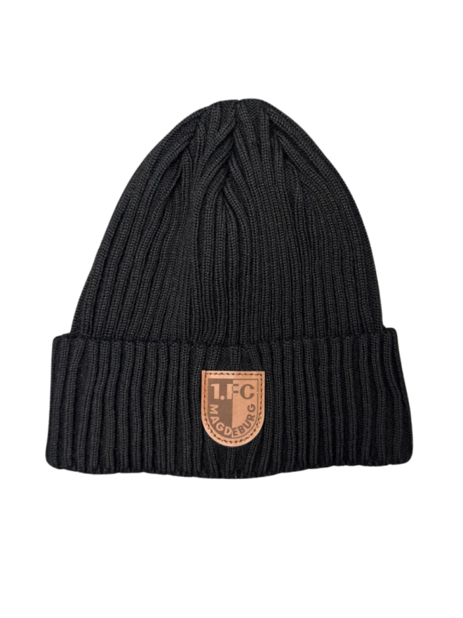 Offizielle gestrickte 1. FC Magdeburg Wintermütze in Schwarz mit ...
