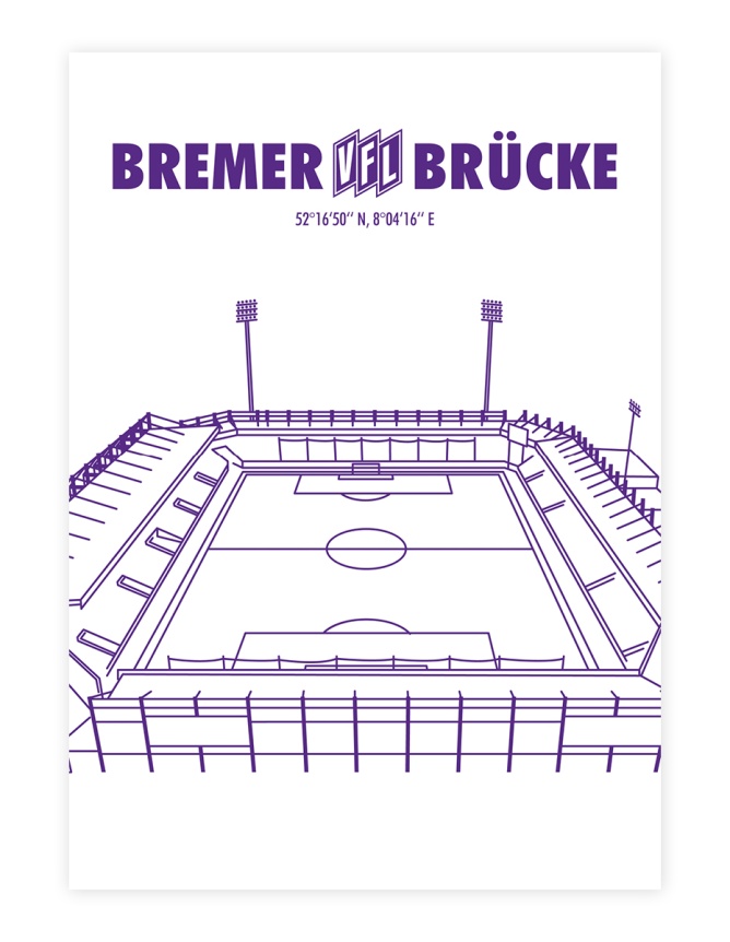 Poster Bremer Brücke im DIN A2 Hochformat in Weiß.